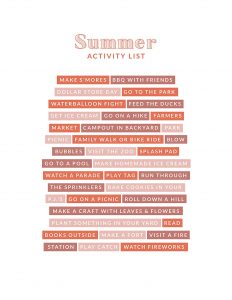 Free Summer Activity List Printables - Dani Marie Blog